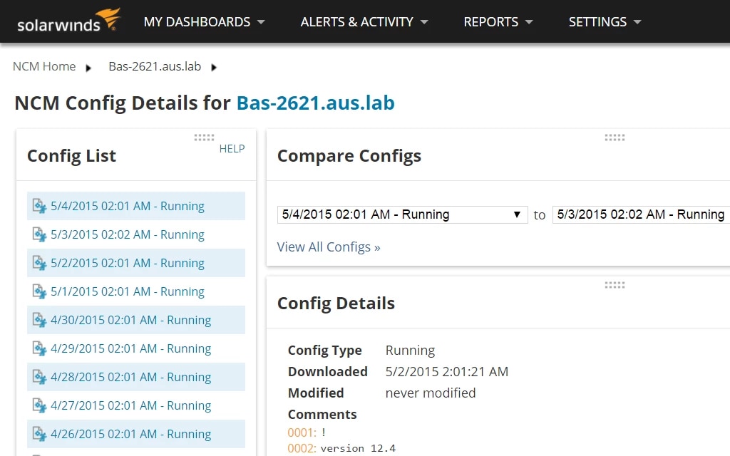 Network Backup Software - Automated Config Backups | SolarWinds