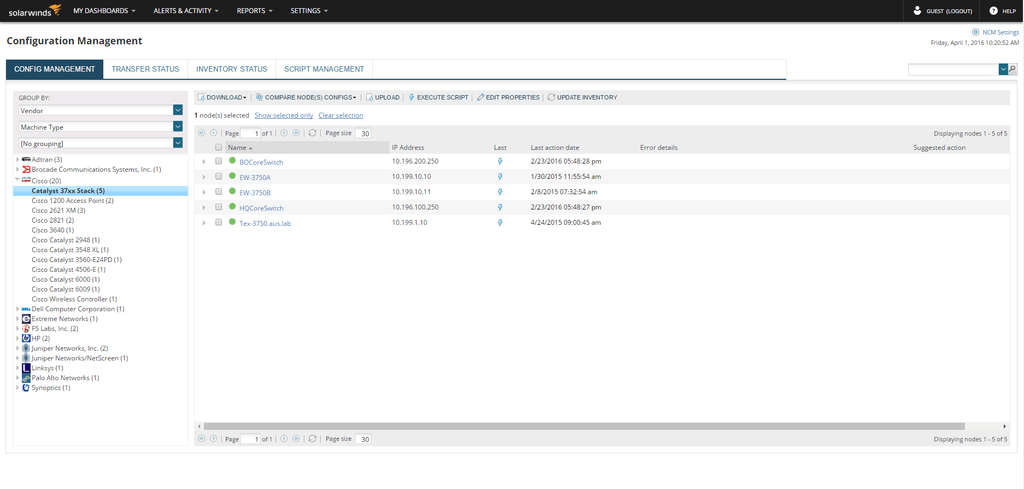 Switch Configuration and Switch Management Software | SolarWinds