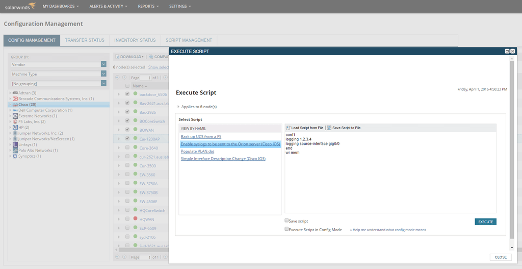 Network Configuration Management Solarwinds