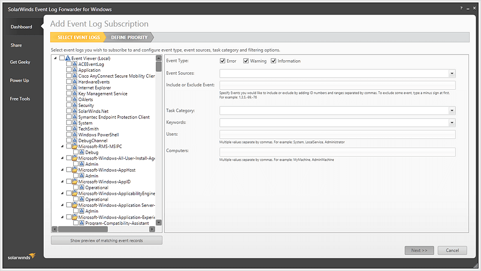 FREE Event Log Forwarder for Windows | SolarWinds