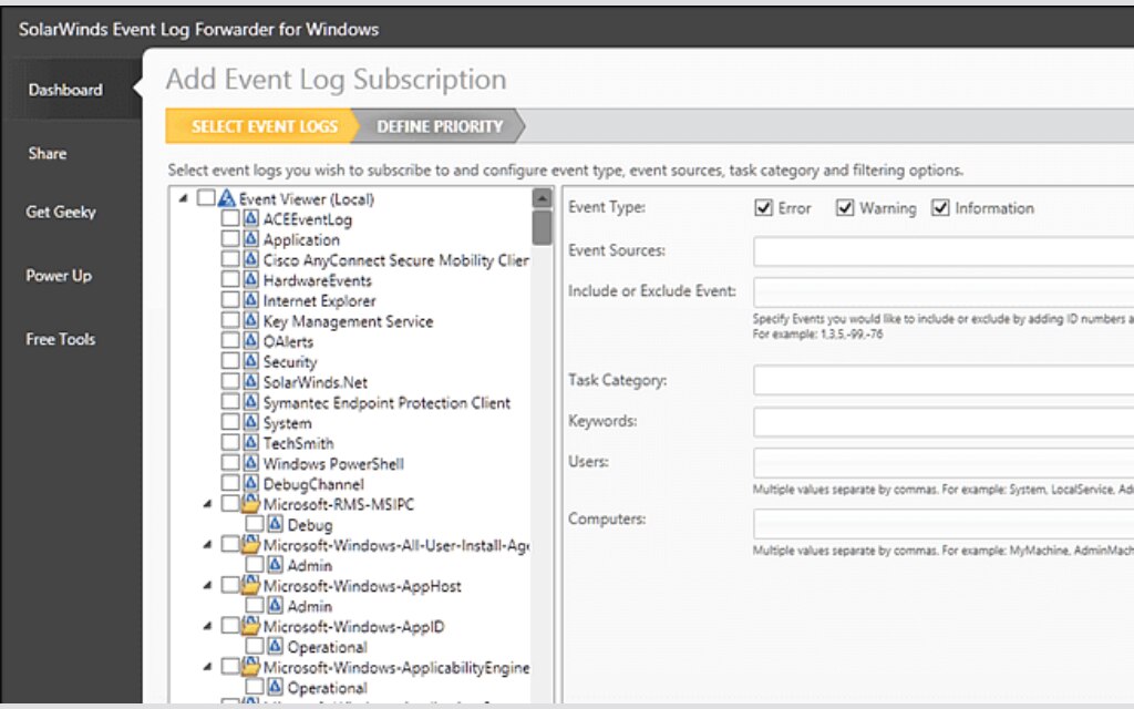FREE Event Log Forwarder For Windows SolarWinds