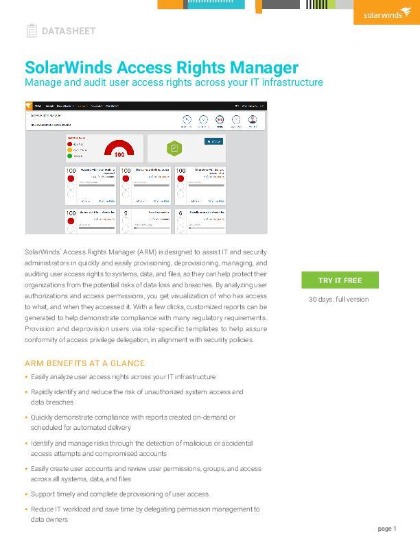 Access Rights Manager Datasheet | SolarWinds