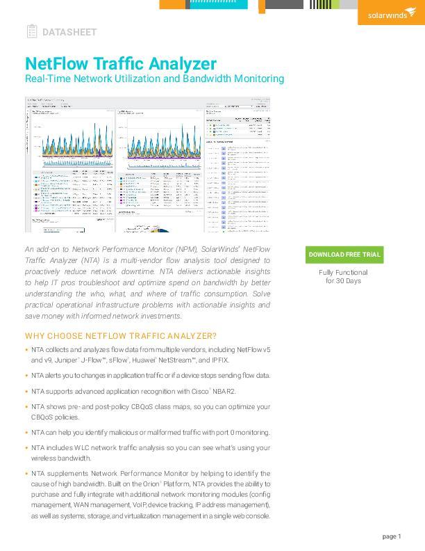 NetFlow Traffic Analyzer Datasheet | SolarWinds