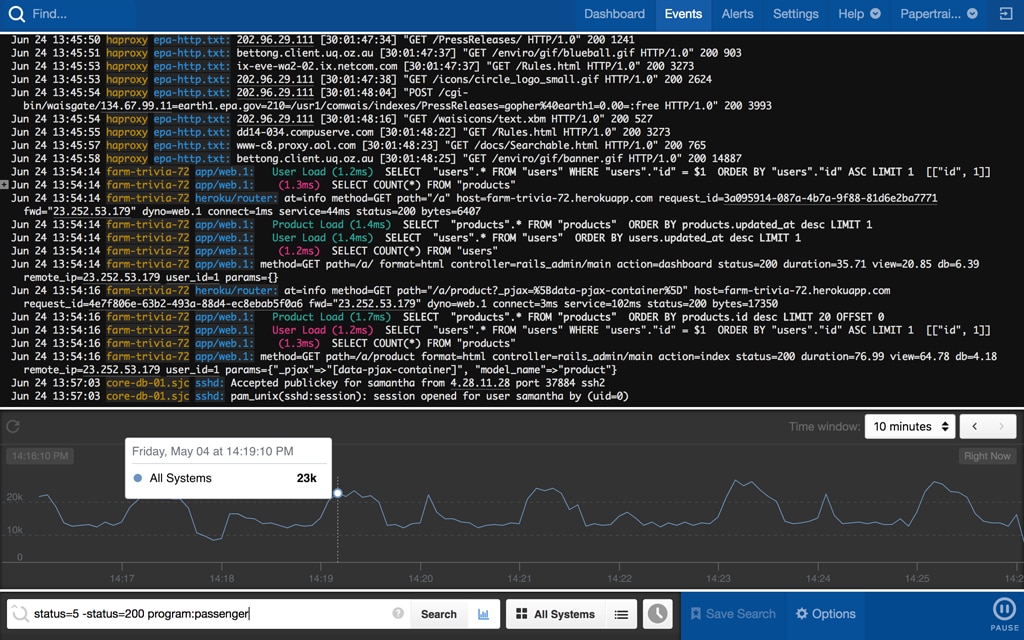 Tail Logging - Tail Log and Syslog Files | Papertrail