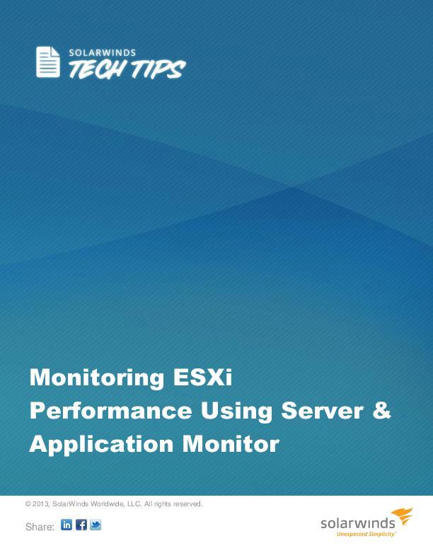 Monitoring Esxi Performance Using Server And Application Monitor Tech Tip Solarwinds